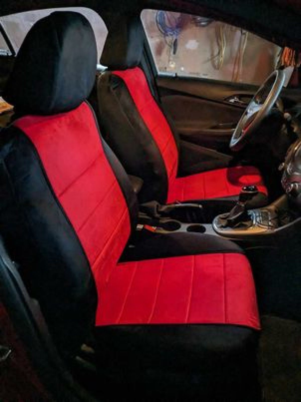 Two-Tone Car Seat Covers: Black & Charcoal - Semi-custom Fit - Front ...