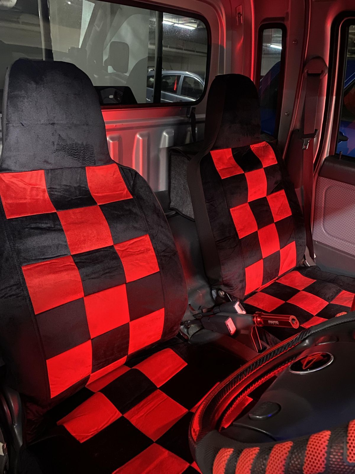 Checkered Car Seat Covers w 2 Separate Headrest Covers: Black & Lime ...